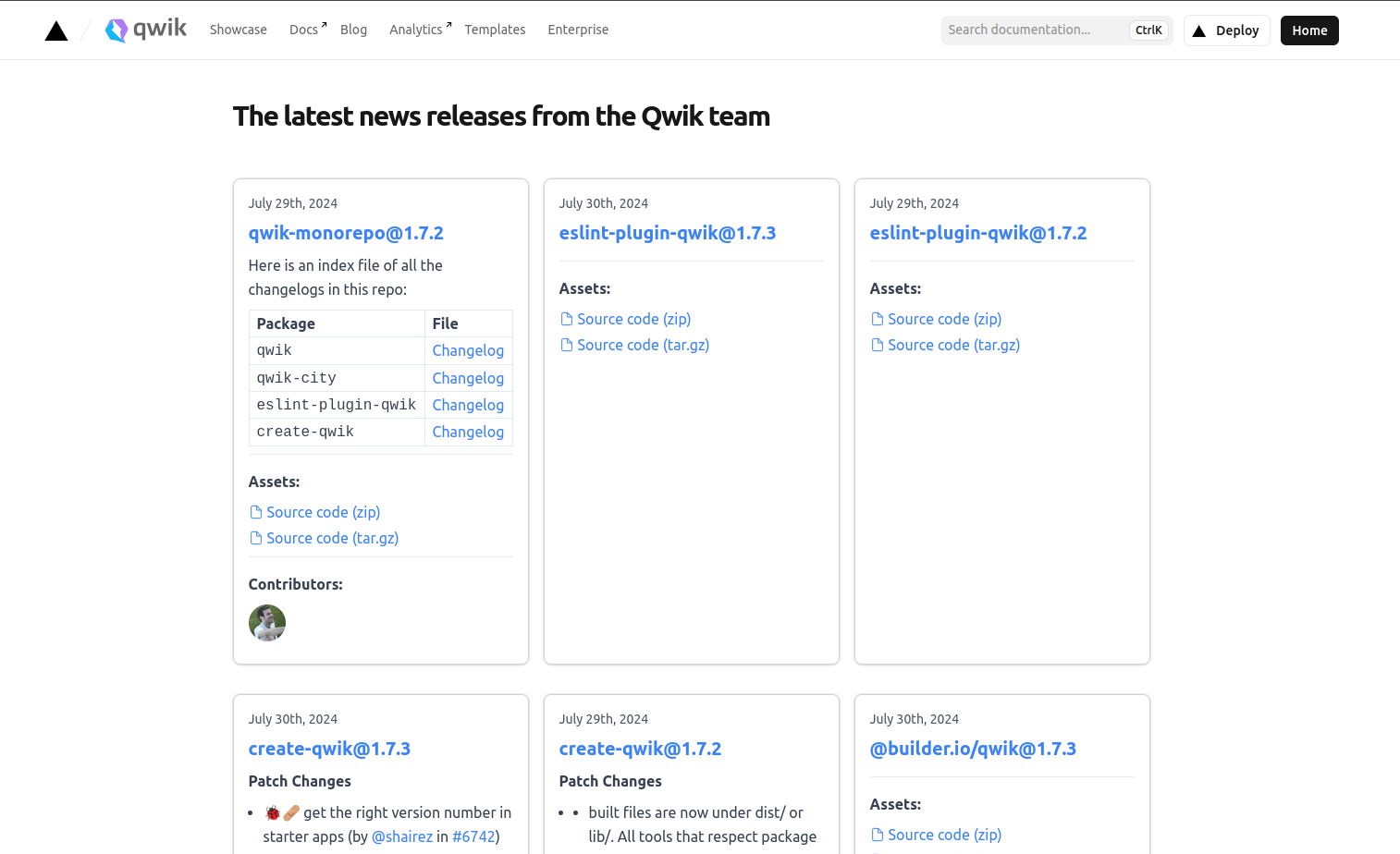 Learn Qwik | Releases